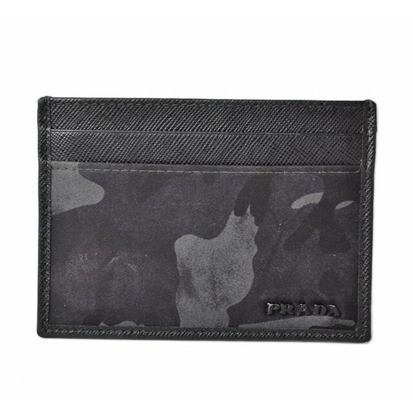Prada | Bags | Prada Card Case Camouflage Black Blue | Poshmark